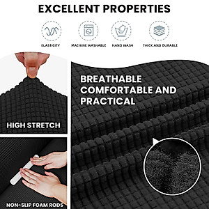 LURKA Stretch Loveseat Sofa Slipcovers 1 Piece Couch Covers for Sofa Furniture Protector Full Sofa Covers with Elastic Bottom for Kids and Dog (Medium, Black)