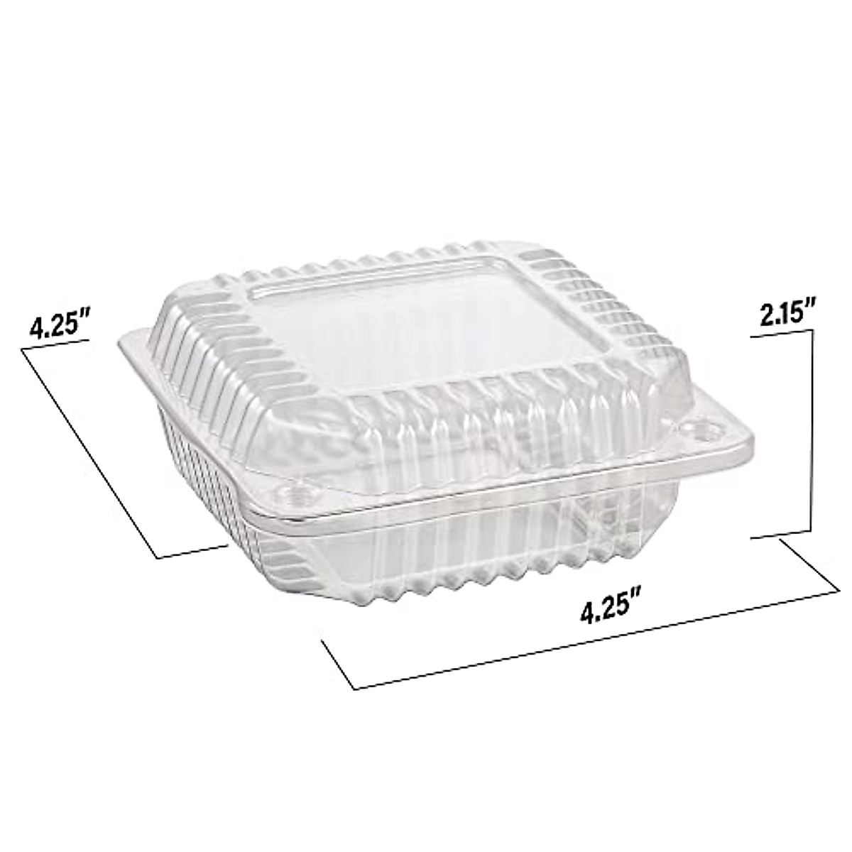 MT Products Clear Plastic Square Hinged Food Container, 5" Length x 5" Width x 2 1/8" Depth, Keep your Food Secure Shallow (40 Pieces) - Made in The USA