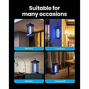 Gaiatop Bug Zapper Outdoor, 4000V 18W Mosquito with 5ft Power Cord, Waterproof Electric Insect/Fly Trap Killer for Home Backyard Garden Patio - Black