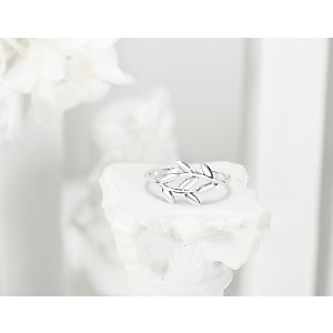 AeraVida Beautiful Olive Branch .925 Sterling Silver Wrap Around Ring (7)