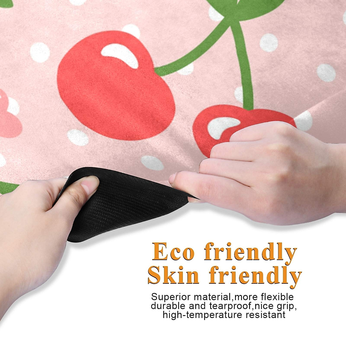 OTVEE Cherry Cute Heart Yoga Mat for Women Non Slip Ultra Thin 1 MM Travel Yoga Mat with Carrying Bag Suede Fitness Exercise Mat for Yoga Pilates Workout Routines Camping