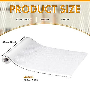 Timgle 8 Rolls Shelf Liner 12 Inch x 10 ft Cabinet Liner Kitchen Drawer Mat Non Slip EVA Plastic Drawer Liner Non Adhesive Washable Waterproof Fridge Liner for Refrigerator, Freezer, Pantry (Clear)