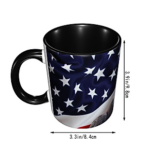 Yamegoun Eagle USA Flag Funny Coffee Mug 11oz - Ceramic Novelty Tea Cup Gifts for Office and Home Kitchen Microwave Safe