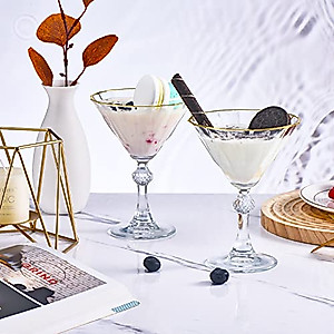 ROXBURGH Gold Rim Martini Glasses, Lead-Free Crystal Coupe Glass Set of 2, Vintage Classic Design Coupe Cocktail Glass, Crystal Champagne Glasses, Martini Glass set for Bar, Fancy Birthday Gifts