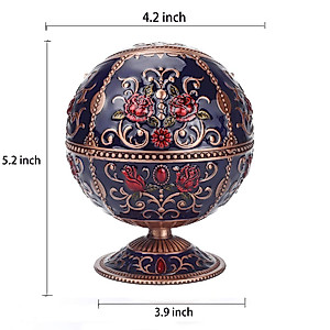K COOL Windproof Ashtray with Lids Portable Cigarette Ashtray for Outdoor Indoor Metal Smoking Ashtray for Home Office Decoration Nice Gift Men Women(Navy blue-red rose)