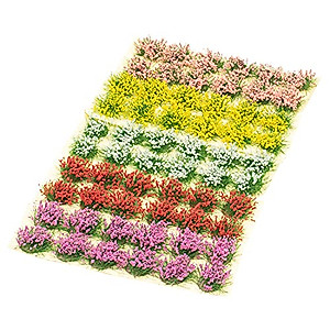 60 Pcs DIY Miniature Colorful Flower Cluster Self Adhesive Flower Vegetation Groups Static Grass Tufts for Train Landscape Railroad Scenery Sand Military Layout Model Miniature Bases and Dioramas