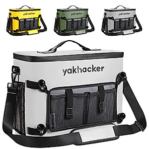 Yakhacker Kayak Cooler, Waterproof Seat Back Cooler with Lawn-Chair Style Seats, Kayak Accessories Bag, Portable Ice Chest Cooler for Kayaking, Travel, Lunch, Beaches &Trips (Silver)