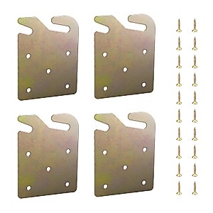 Bed Frame Brackets 4PCS Wood Bed Frame Hardware Universal Replacement Parts Bed Rail Hook Plates for Headboard and Footboard