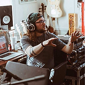 Status Audio CB-1 Closed Back Studio Monitor Headphones with 50mm Drivers - for Music Production, Mixing, Mastering and Audiophile Use (Black & Gold)