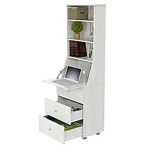 Inval Computer Credenza Work Center, Washed Oak