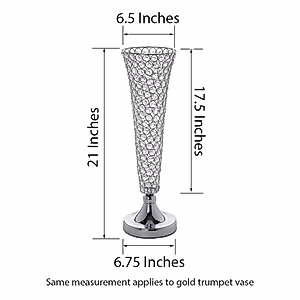 Tableclothsfactory Set of 2 Tall Gold Beaded Crystals Trumpet Floral Vase Wedding Centerpiece 23" Tall
