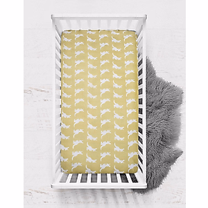 Pam Grace Creations Set of 2 Honeydoo Kangaroo Crib Sheets, Gold/White