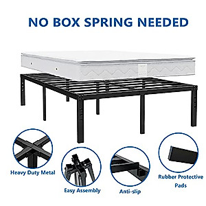 Artimorany King Size Bed Frame 14 Inch High, Heavy Duty Steel Slat Support 3000 Pounds, No Box Spring Needed Metal Platform, Noise Free, Easy Assembly Black