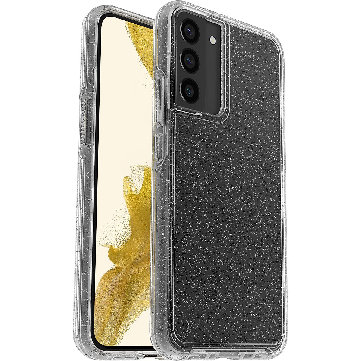 OtterBox Galaxy S22+ Symmetry Series Case - STARDUST (GLITTER/CLEAR), ultra-sleek, wireless charging compatible, raised edges protect camera & screen