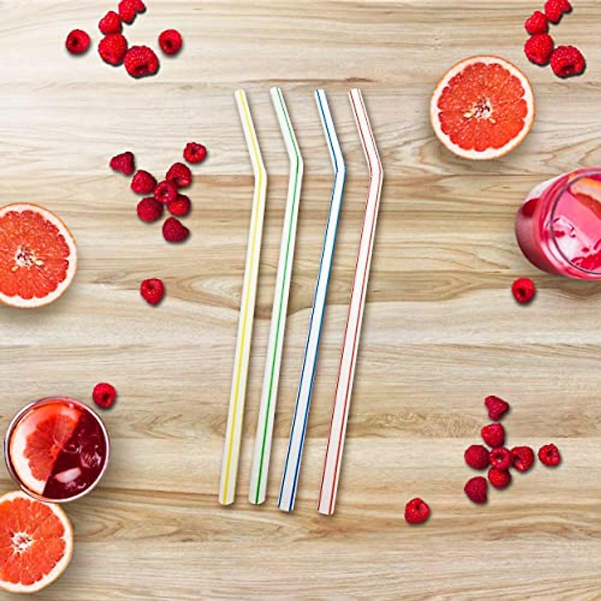 Party Bargains Flexible Drinking Straws 40 Count, Striped Colors, Disposable Plastic Straws, 0.23” diameter 7.63” long, Pack of 1