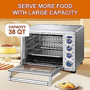 spoonlemon Air Fryer Toaster Oven Combo, 9-in-1 38QT Convection Countertop Oven, Smart Stainless Steel Oven Air Fryer with 75 Recipes & Accessories for 6-Slice Toast 12'' Pizza for Family Feasts