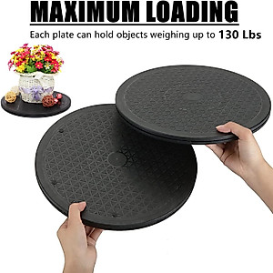 Pack of 3, 12 Inch Lazy Susan Turntable Organizer, Non Skid Heavy Duty Rotating Swivel Steel Ball Bearings, Holds up to 80 lbs, Black Plastic Turn Table - Used for Cabinets, Monitor, TV, etc