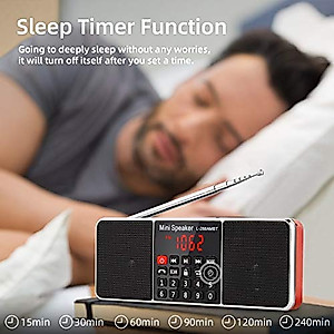 PRUNUS J-288 Portable Radio AM FM Radio with Bluetooth Speaker, Sleep Timer, Power-Saving Display, Ultra-Long Antenna, AUX Input & USB Disk & TF Card MP3 Player, NO Manual Preset