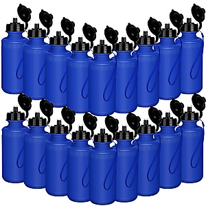 Zubebe 36 Pcs Sports Water Bottles Bulk Bpa-free 20 oz Squeeze Plastic Water Bottle with Nylon Strap Blank DIY Sport Cups for School Team Party Favor Gift Outdoor Football Sport(Blue)