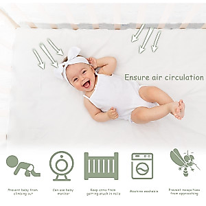YOMECHEO Baby Crib Tent, Baby Safety Net for Cribs to Keep Baby from Climbing Out, Stable Structure Design with Strong Rods, See-Through Mesh Crib Mosquito Net