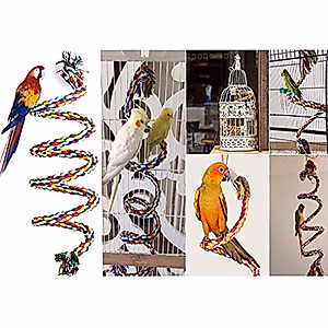 Yuecoofei Parrot Rope Perch Cotton Rope Bird Perch with Bell Climbing Stand Bar Bird Bungee Toy Parrot Chew Toys,pet Toys,Bird Perch, Rope Bungee Bird Toy