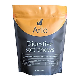 Arlo Pet Supplies Pre and Probiotics for Dogs & Puppies, Digestive Supplement, 60 Soft Chews, 2 Billion CFUs, Vitamin C, Supports Healthy Digestion, Helps Reduce Gas, Bloating, Irregularity