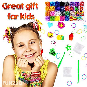 FUNZBO Rubber Band Bracelet Kit - Loom Bracelet Making Kit, Rubber Bands for Bracelets, Loom Bands Kit, Arts and Crafts Supplies, Crafts for Kids Age 4-8, Crafts for Girls Ages 6-8, 8-12 (Medium)