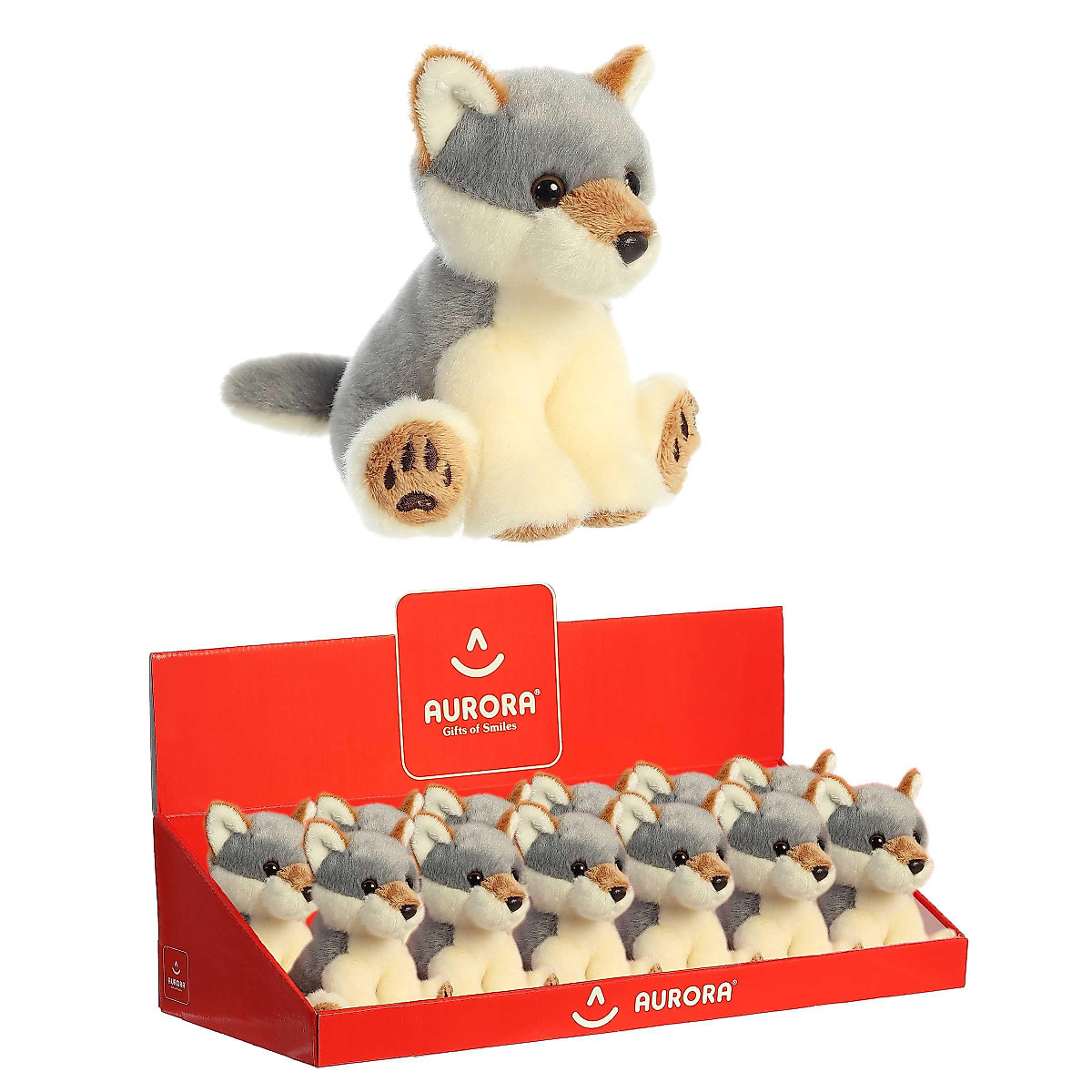 Aurora® Snuggly Lil Wiley™ Wolf Stuffed Animal - Comforting Companion - Imaginative Play - Gray 5 Inches