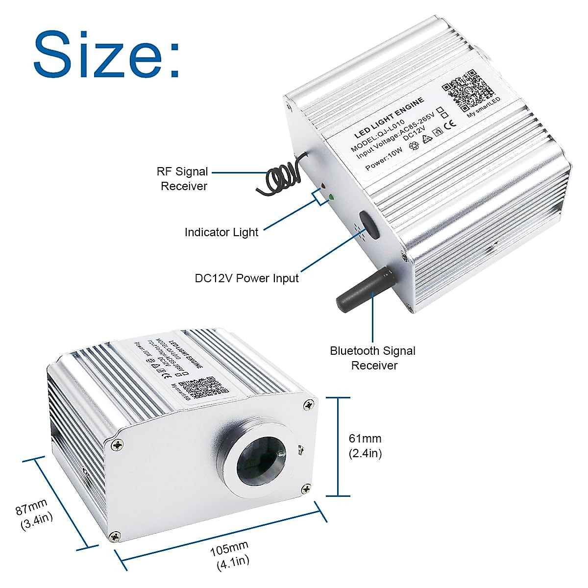 AKEPO 10W Twinkle Fiber Optic Lights kit APP Control with Music Mode for Star Ceiling Sky Light Car Home Use, RGBW Light Engine+Optical Fiber Cable 460pcs of 9.8ft/3m(0.03+0.04+0.06in)+28key Remote