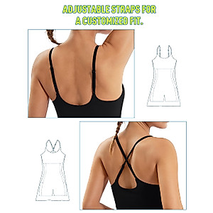 Ewedoos Tennis Dress Womens Athletic Dress Built in Shorts & Bra Adjustable Straps Workout Exercise Golf Summer Dress Black