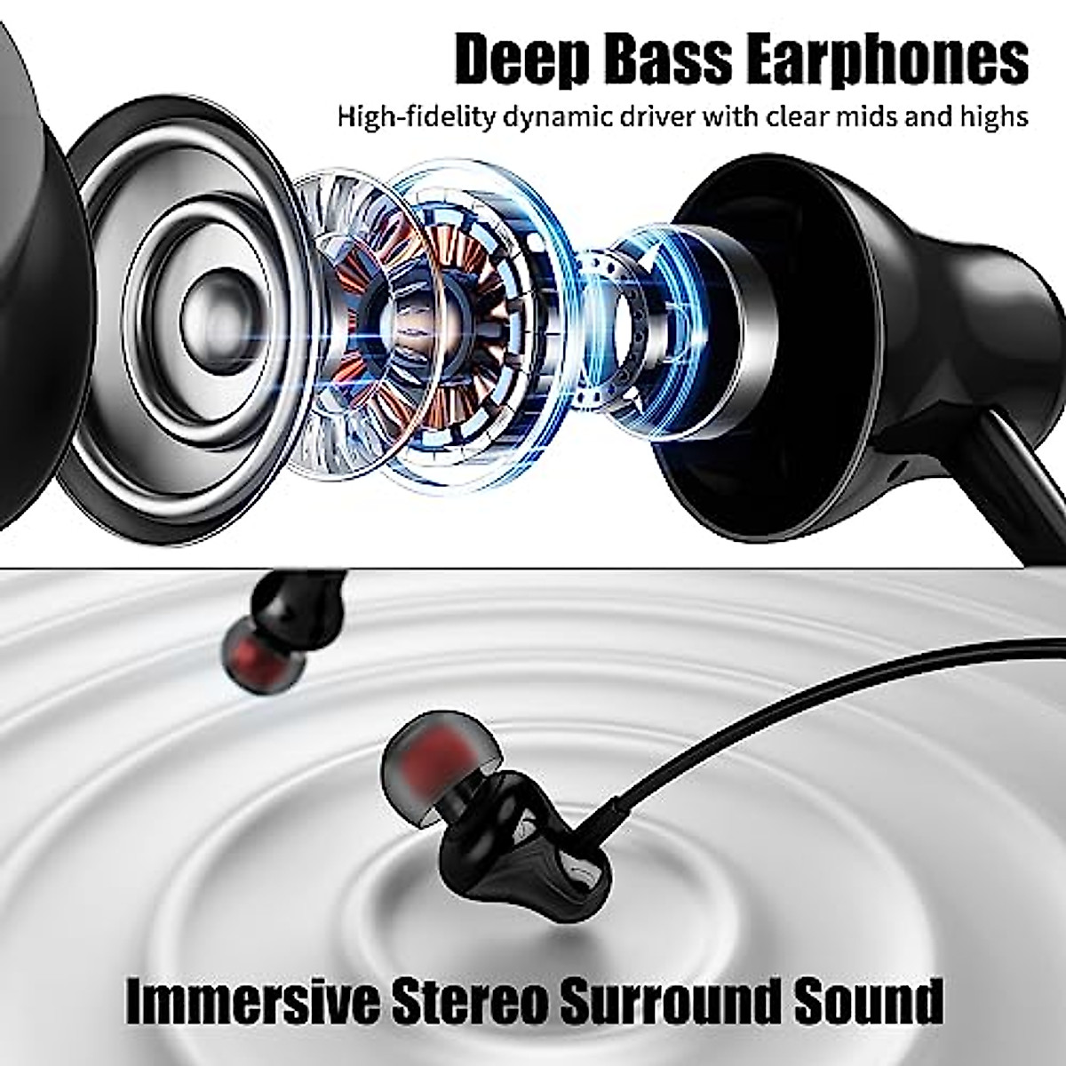 USB C Earbuds for Google Pixel 8 7 Pro 7A 6A 6 iPhone 15 Pro Max, Noise Cancelling Wired Headphones Type C Earphones Microphone Music for Samsung Galaxy Z Flip 5 Fold 4 S23 FE Ultra S22 Plus S21 Black