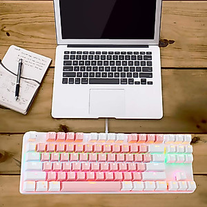 BLUEXIAO K100 87-Keys Blue Switch Mechanical Keyboard Aluminum Alloy-ABS Ergonomic Keyboard High Responsiveness Gaming Keyboard for PC Laptop Players K100 87-Key Green Axis Keyboard