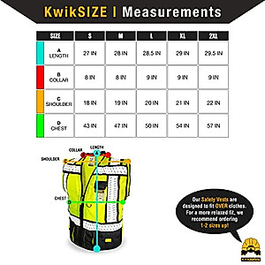 KwikSafety - Charlotte, NC - SPECIALIST Safety Vest [Multi-Use Pockets] Class 2 ANSI OSHA High Visibility Reflective Heavy Duty Solid Mesh HiVis Construction Surveyor Work Men/Black XL