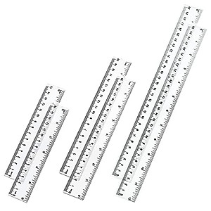 6 Pcs Clear Ruler 6 Inch - 8 Inch - 12 Inch Small Ruler with Centimeters and Inches Straight Edge Rulers for Kids School Office Supplies