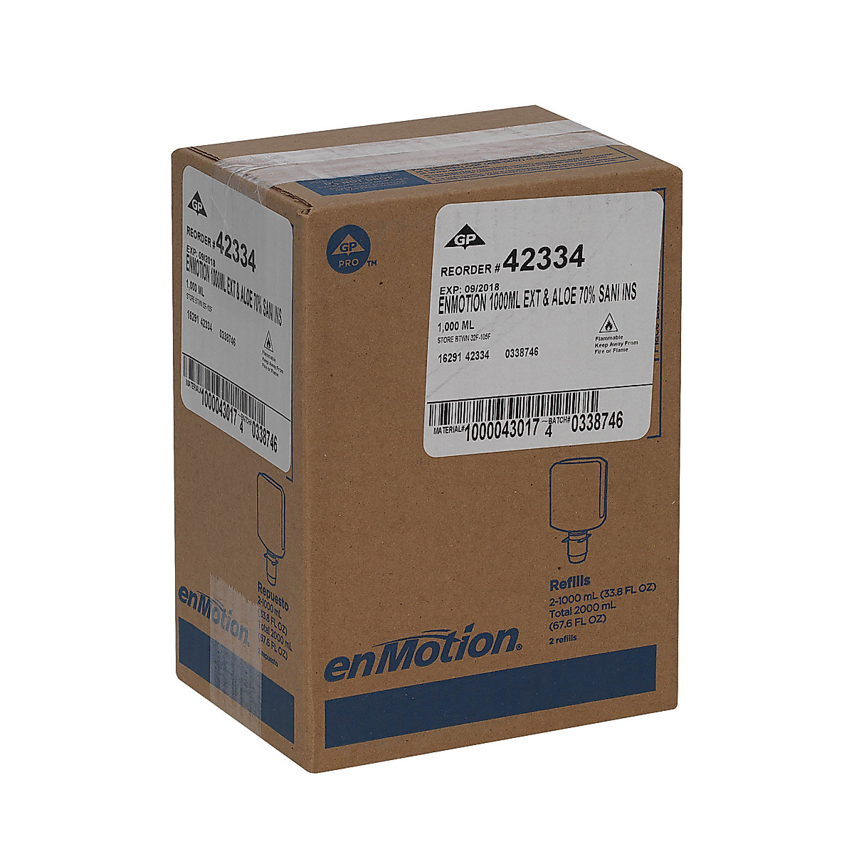 EnMotion Gen2 Moisturizing Foam Hand Sanitizer Dispenser Refill By GP PRO (Georgia-Pacific), Fragrance Free, 42334, 1000 ML Per Bottle, 2 Bottles Per Case