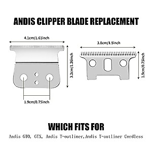 T Outliners Blades Compatible with Andis T Outliners Trimmer, Gtx Trimmer, T Outliners Replacement Blade (sliver steel T blade + sliver steel blade),2 PACK