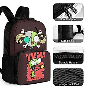 16 Inch Shoulders Bag Invader Cartoon_Zim Unisex Adults Teenagers Children's Backpack Students Schoolbag