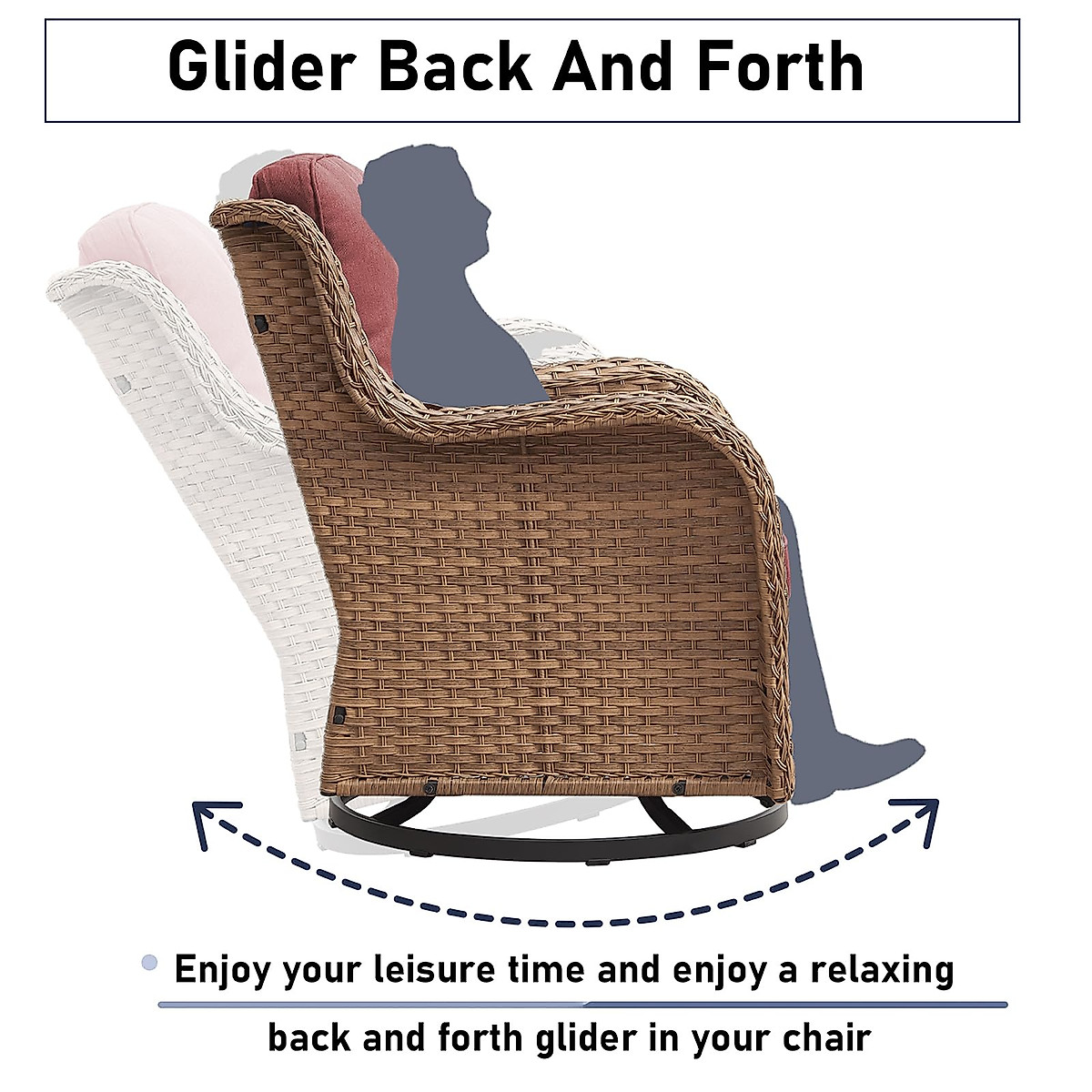 moosprr Swivel Rocker Patio Chairs：2 Pieces Patio Swivel Rocker Chair with Wicker Armrests Patio Swivel Rocking Chairs Outdoor Swivel Rocker Patio Chairs
