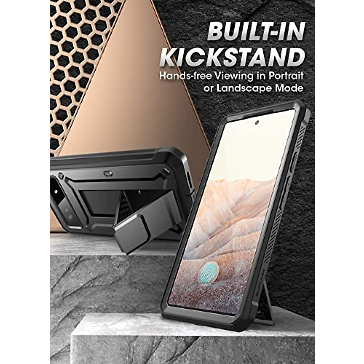 SUPCASE UB Pro Case for Google Pixel 6A (2022 Release), [Extra Front Frame] Full-Body Dual Layer Rugged Belt-Clip & Kickstand Case with Built-in Screen Protector (Black)