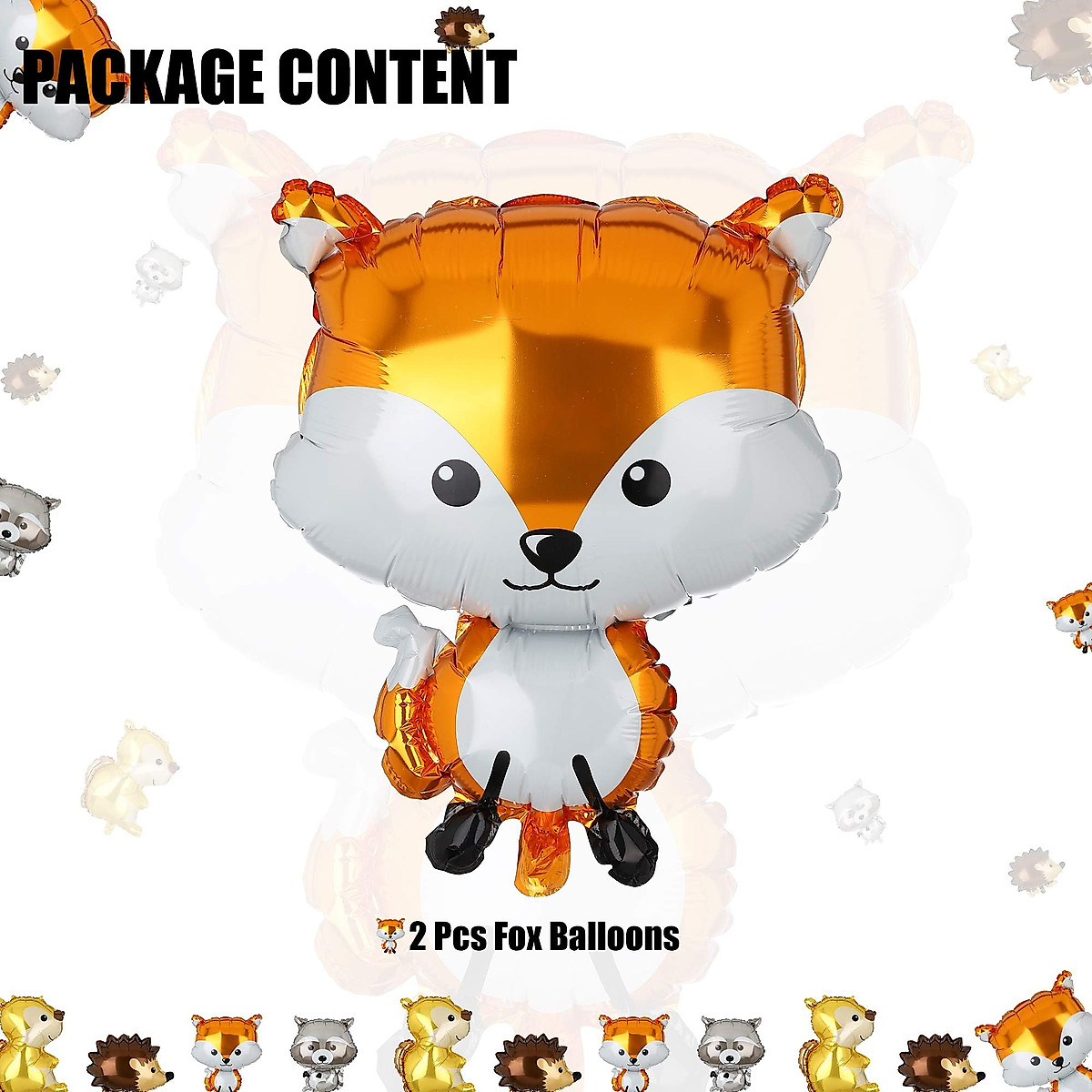 2 Pcs Fox Shaped Great Mylar Foil Critter Balloon Woodland Themed Party Birthday Baby Shower Decorations