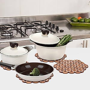 Tlence 8 Pack Bamboo Trivet Mat, Bamboo Hot Plate Pad, Heat Resistant Table Counter Protector, Coaster for Hot Tea Coffee Pot Plates Pans Bowls, Festive Design Table Décor, Kitchen Gift Idea