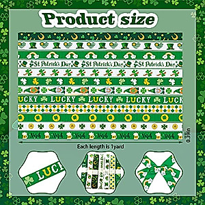ALIBBON 12 Yards 3/8" St. Patrick's Day Ribbon Green Ribbons for St. Patrick's Day Decor, Irish Shamrock Grosgrain Ribbon for St. Patrick's Day Parade Gift Wrapping Bows Crafting Supplies