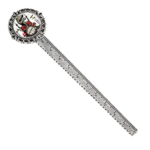Retro Bookmark with Ruler, Book Markers for Student Kids Teacher Book Lovers, Office School Reading Accessories Gifts, Rock Dinos Beating Drum