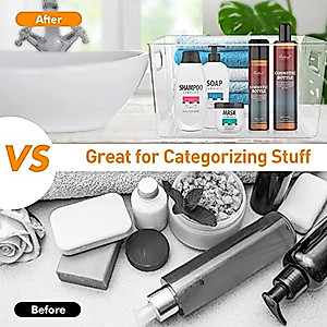 5 PACK Clear Plastic Storage Bins –Pantry Organization and Storage Bins-Cabinet Organizers-Fridge Organizer-Household Food Storage Baskets for Countertops, Refrigerator, Bedrooms, Bathrooms