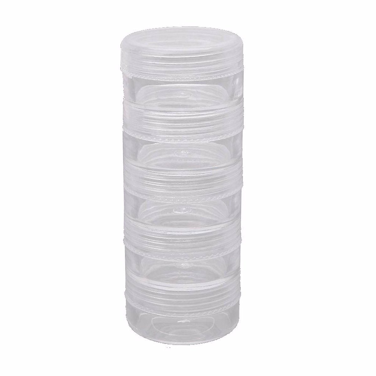 NUEAYMS 1 Set 5 Layer Cylinder Stackable Bead Containers Plastic Round Clear Storage Jar Box for Beads Buttons Crafts Small Item Jewelry Stand