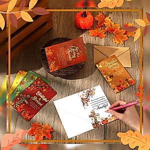 Dispowreath 50 Sets Thanksgiving Greeting Cards with Envelopes Religious Cards with Bible Verses Pumpkin Thank You Cards bulk Kraft Envelopes for Fall Autumn Thanksgiving Party Supplies, 4 x 6 Inch