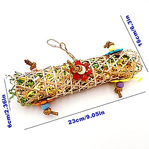 GILYGI Bird Chewing Toy Set, Taco Shaped Bamboo Weaving Toy with 2 Packs of Colorful Shred Paper Replacement, Hanging Fragging Shredder Toys for Parakeet, Cockatiel, Caique, Budgies, Quaker