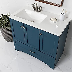 Spring Mill Cabinets Emlyn Bathroom Vanity with Sink, 18.75"D x 36.25"W x 32.89"H, Admiral Blue