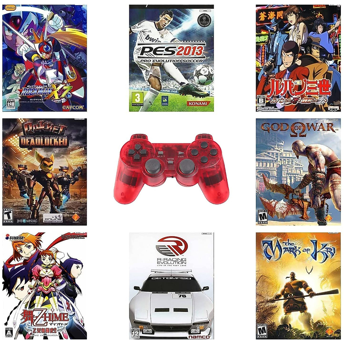 Rzzhgzq PS2 Wireless Controller 2.4G Play -Station 2 Gamepad 2 Pack Dual Vibration Compatible with Sony Play -station 2 Console (Red+Green)