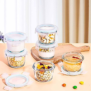 Mini Glass Food Storage Containers - 12 Pack 5 oz Small Glass Jars with Locking Lids - Airtight Food Containers - Freezer, Microwave, Dishwasher Safe